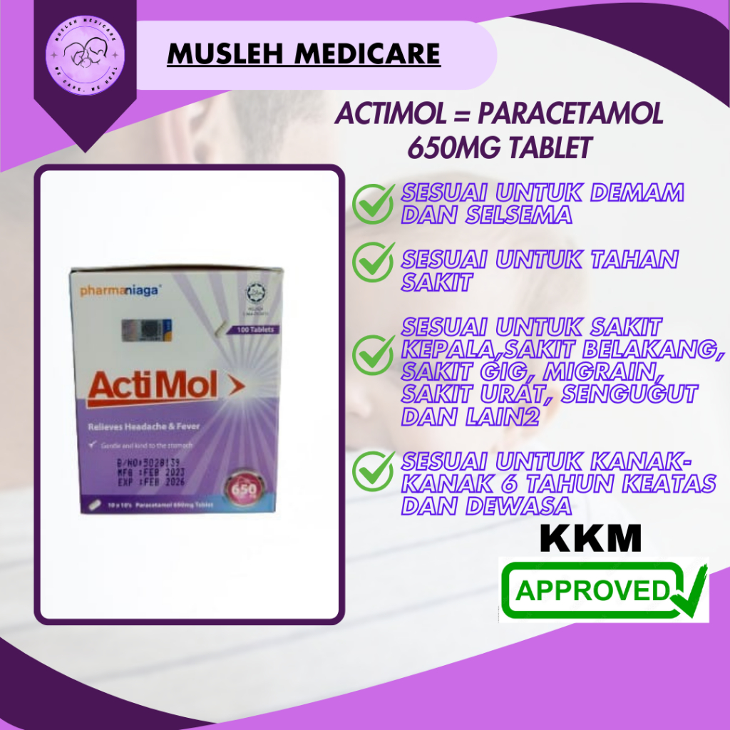 ACTIMOL PARACETAMOL 650MG (10X10'S) | Shopee Malaysia