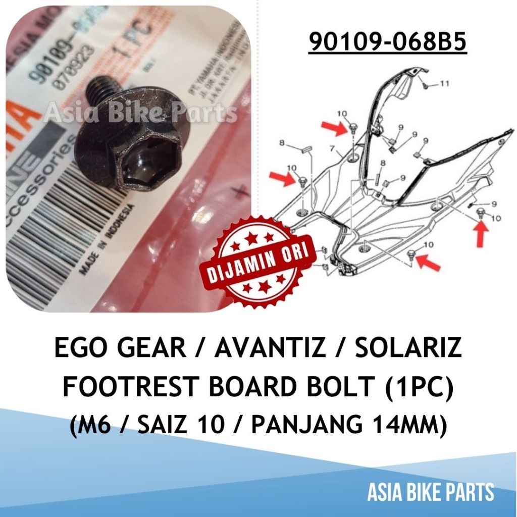 Yamaha Original Gear Avantiz Solariz Footrest Board Bolt / NVX V2 ...