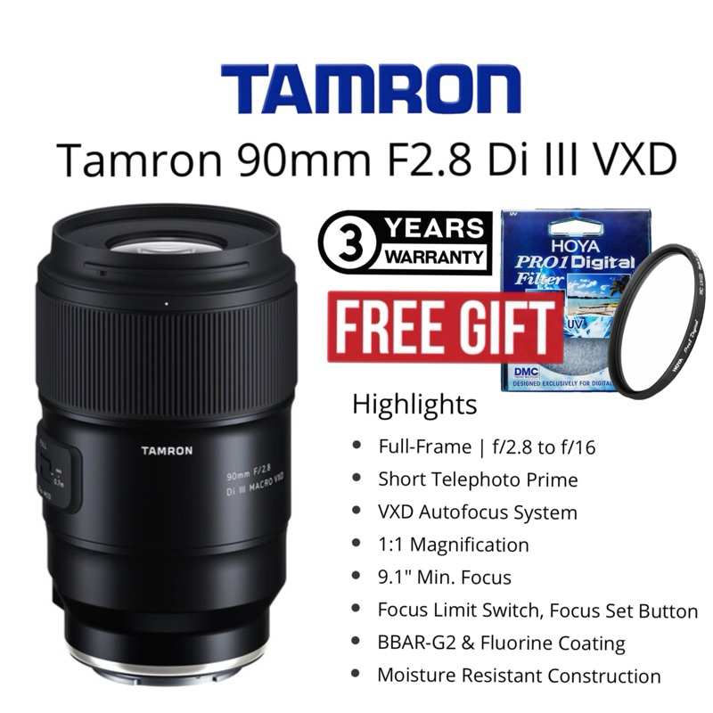 TAMRON 90MM F/2.8 Di III VXD MACRO LENS FOR SONY E-MOUNT/NIKON Z-MOUNT (3 YEARS WARRANTY) TAMRON ...