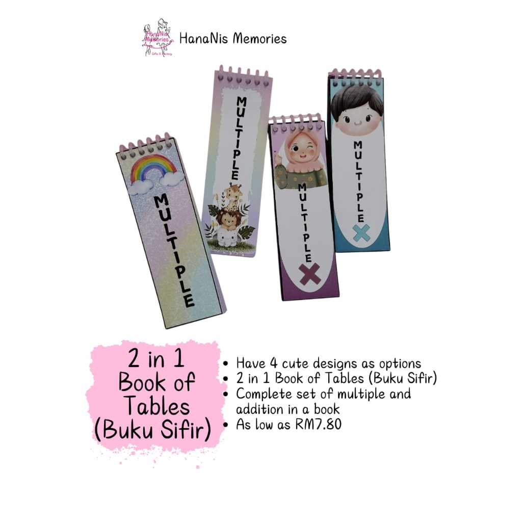 2 in 1 Book of Tables/ Buku Sifir (by HanaNis Memories) | Shopee Malaysia