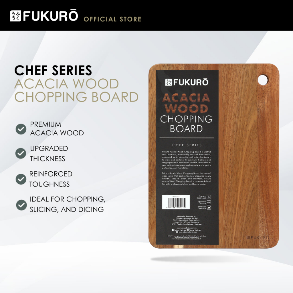 Fukuro Chef Series Acacia Wood Chopping Board (34 x 2 x 24cm) | Shopee ...