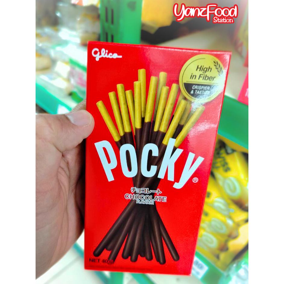 GLICO Pocky Chocolate Flavour High in Fiber Crispier & Tastier 40g | Shopee Malaysia