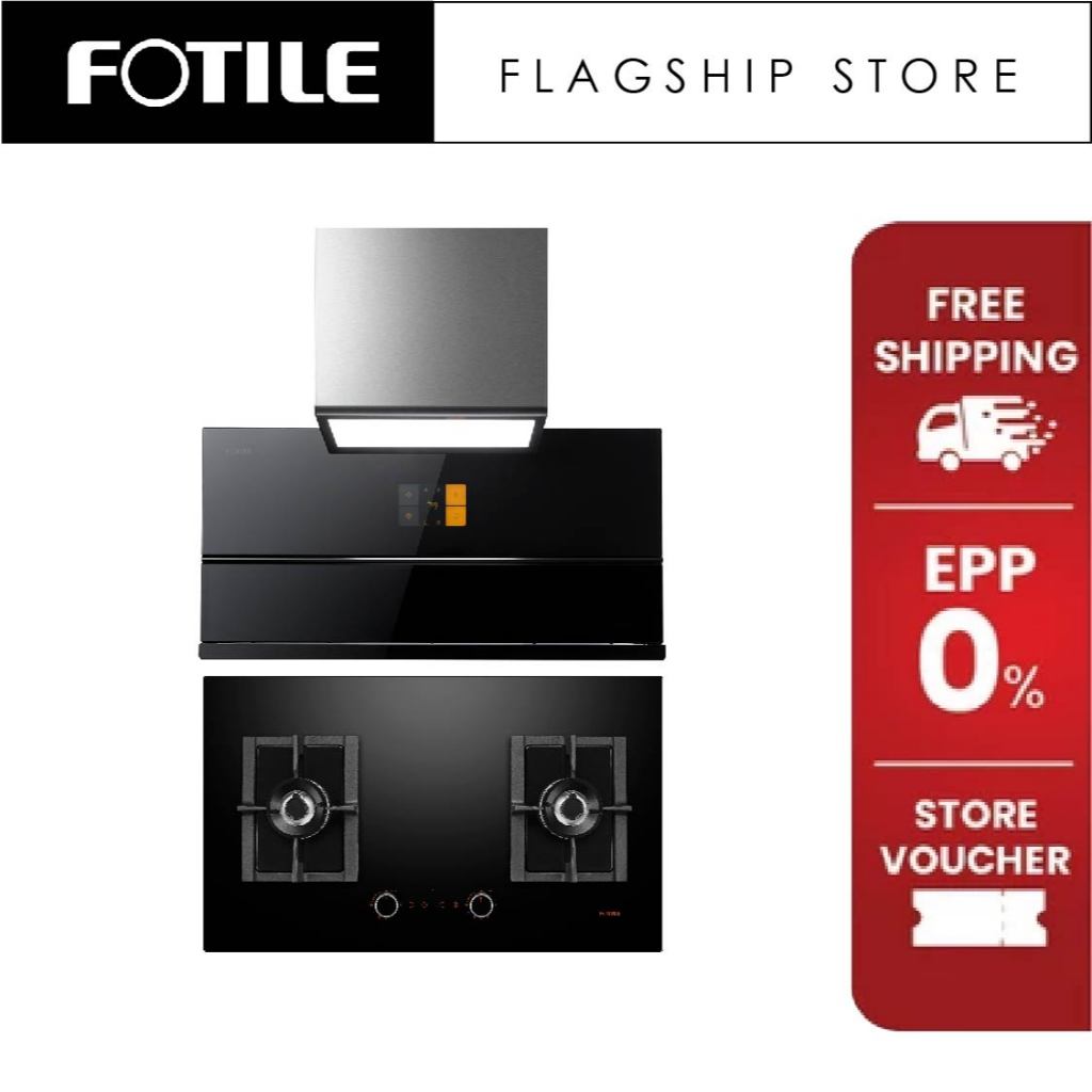 Fotile AMG9007-i Chimney Cooker Hood + FOTILE GEG88201 Built-In Gas Hob ...