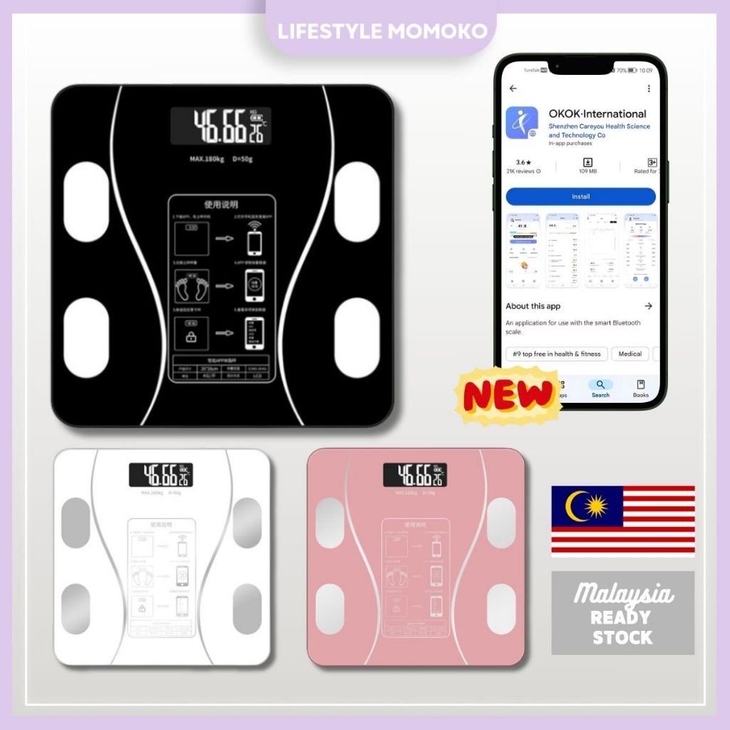 New Version Smart Scale Body Fat Scale Digital Weight Scale Penimbang ...