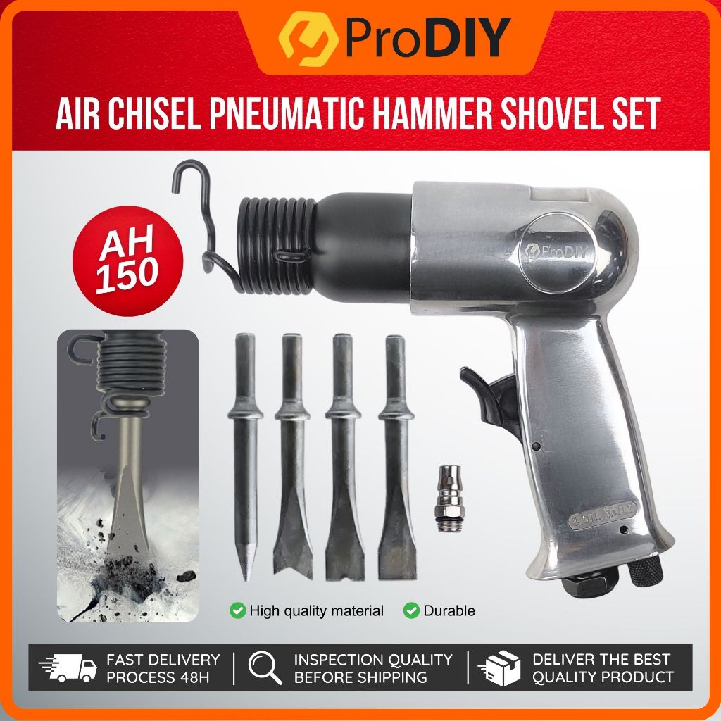 AH150 Air Chisel Pneumatic Hammer Shovel Rust Remover Inlet Port Tools ...