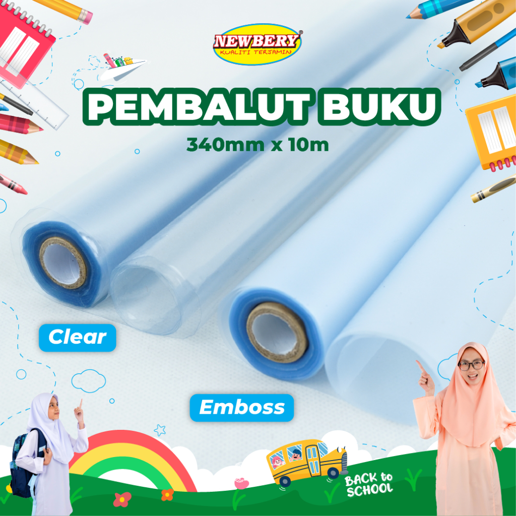 NEWBERY Book wrapper emboss PVC | Clear book wrapper (340MM X 10M ...