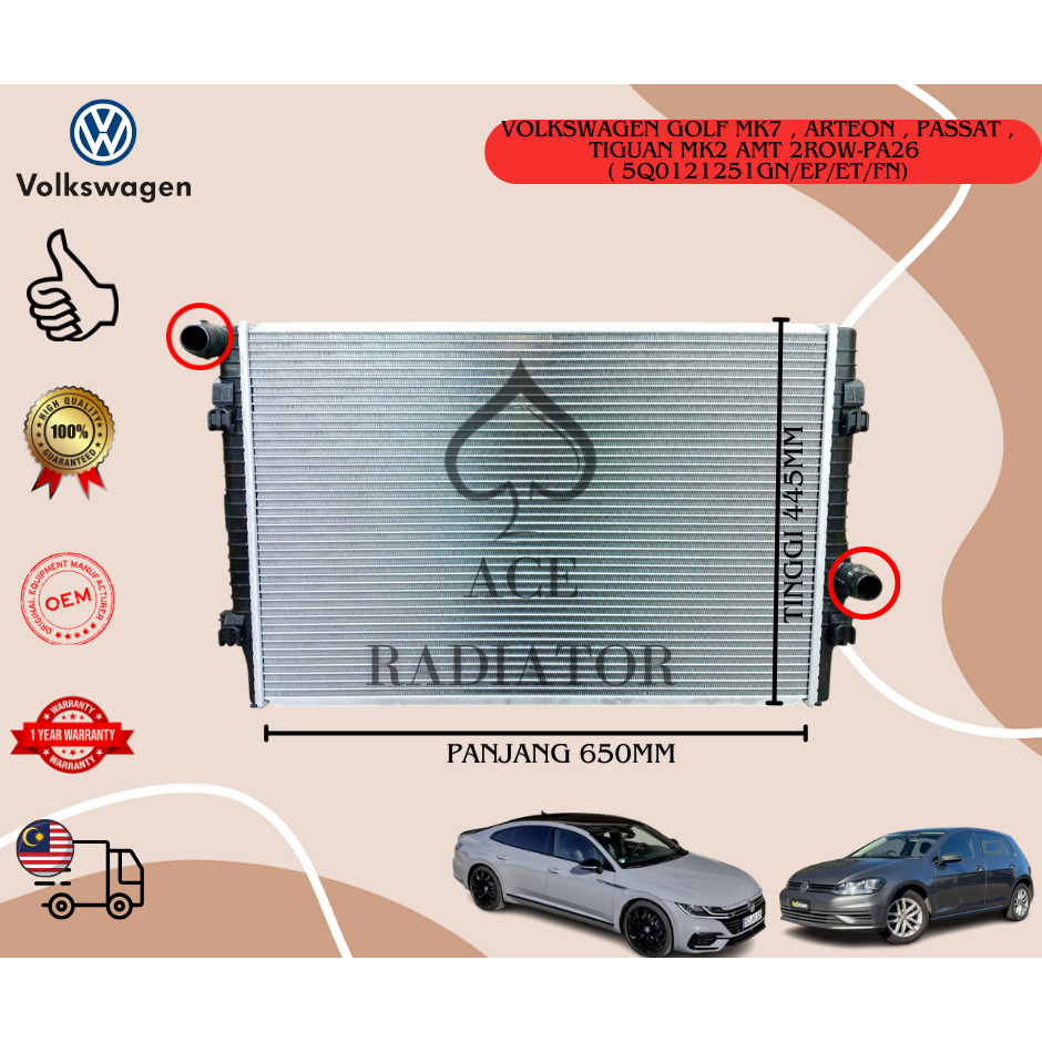 VOLKSWAGEN GOLF MK7 , ARTEON , PASSAT , TIGUAN MK2 OEM RADIATOR ASSY ...