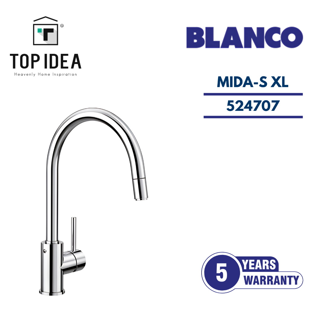 BLANCO MIDA-S XL Sink Mixer | Pull Down Spray | Galvanic Chrome | Brass ...
