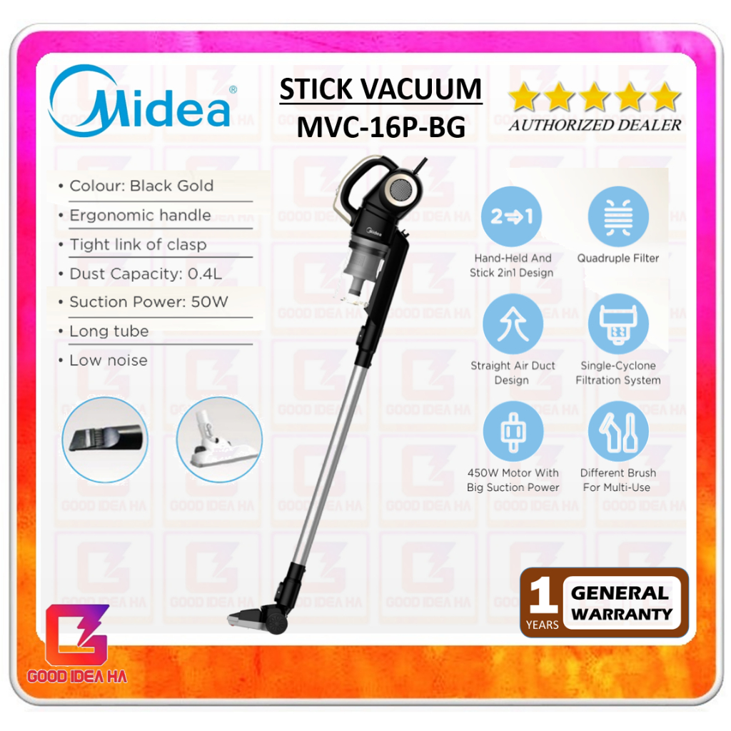 MIDEA Handheld & Stick Vacuum 2 in 1 | MVC-16P-BG | Shopee Malaysia
