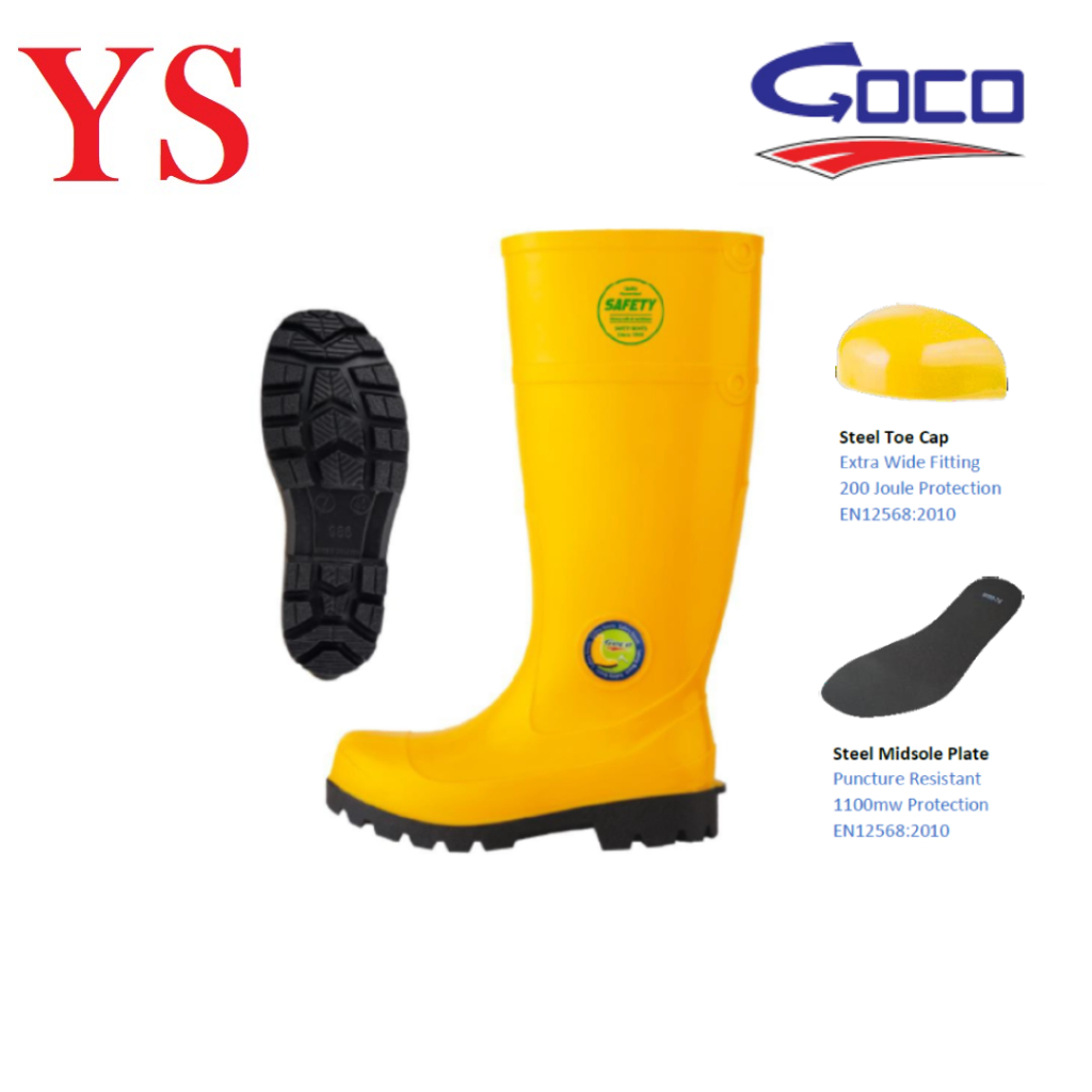 Goco M986 Yellow Safety Rain Boots | Kasut But Hujan Keselamatan Kuning ...