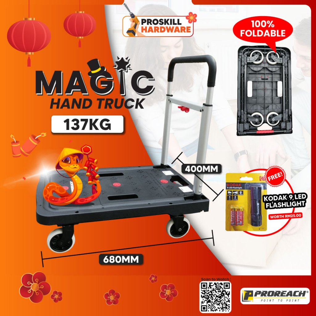PROSKILL HARDWARE Magic Hand Truck Trolley Folding Hand Truck Mini Hand Truck 137kg/ Magic Hand ...