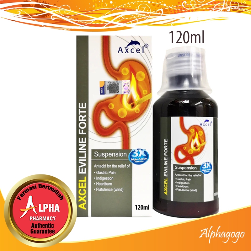 Axcel Eviline Forte Suspension (Reduce Acidity in Stomach) 120ml ...