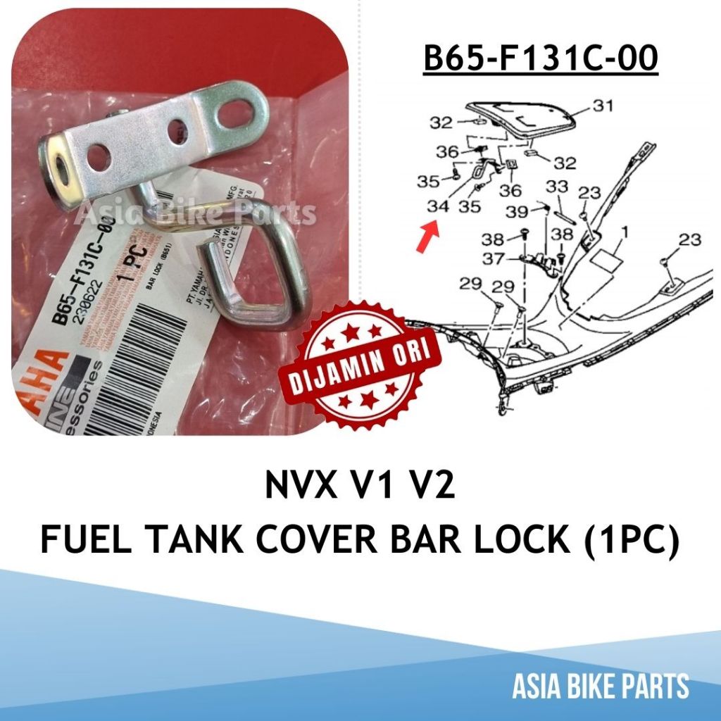 Yamaha Original NVX V1 V2 Fuel Tank Cover Lid Bracket Bar Lock - B65 ...