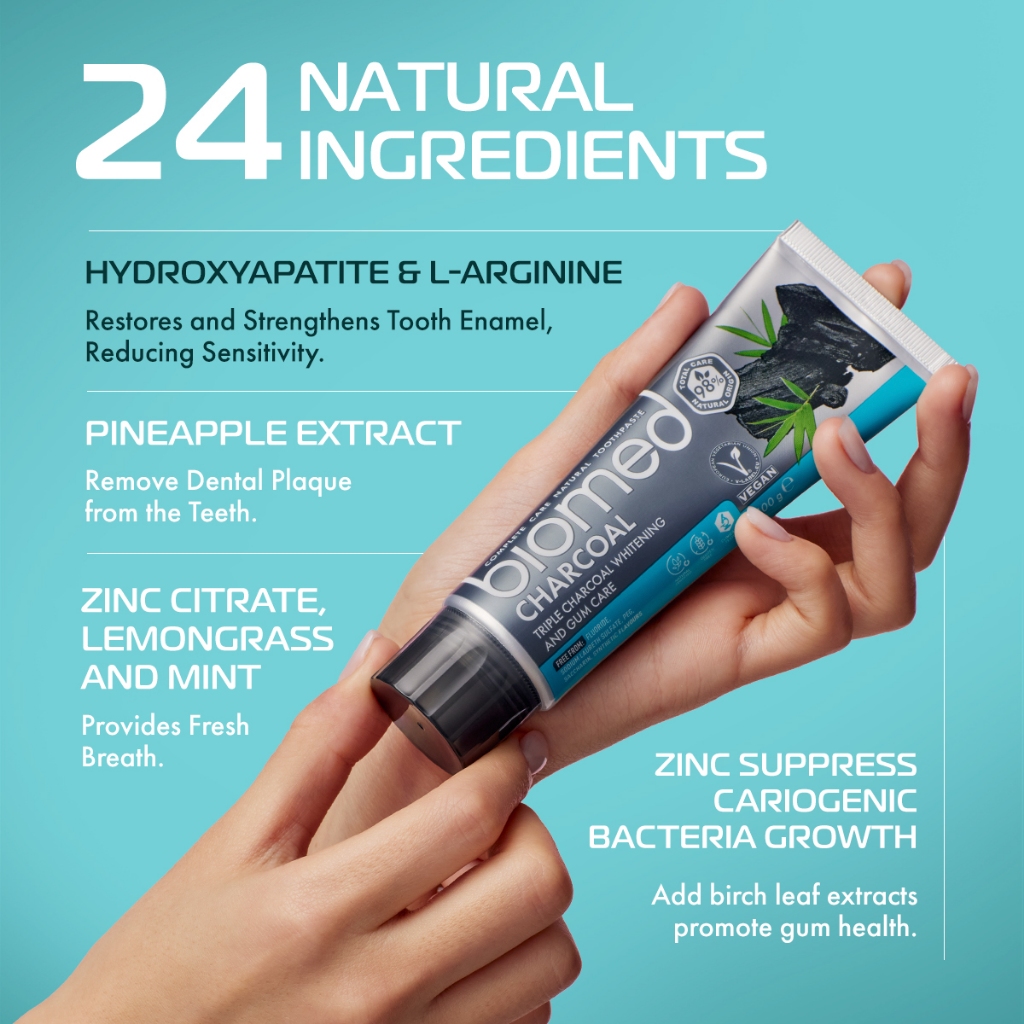 Biomed Complete Natural Toothpaste Charcoal for Gum Care, enamel ...