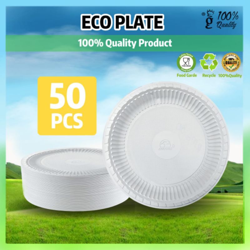 9''Plastik Pinggan Pakai Buang/Pinggan Nasi【50pcs+/-】Disposable PP ...