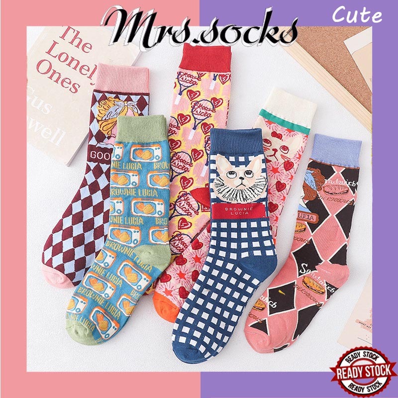 Mrs.socks Hipster Pattern Ins Cute Socks Long Socks Women Stokin ...