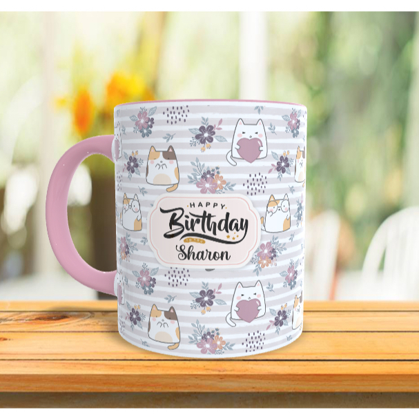Spring Kawaii Cats Mug Personalised With Name/text, birthday, gift ...