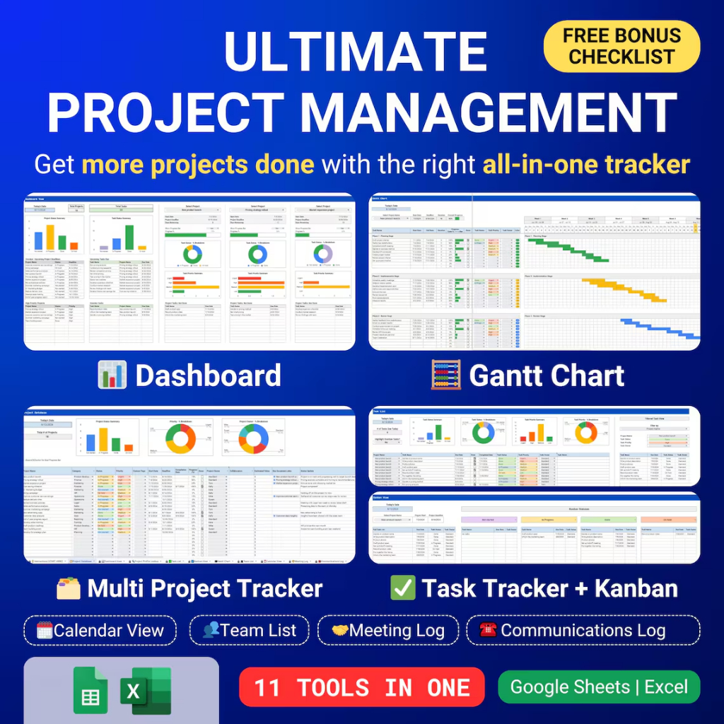 Project Management System Multiple Project Tracker Gantt Chart Kanban ...