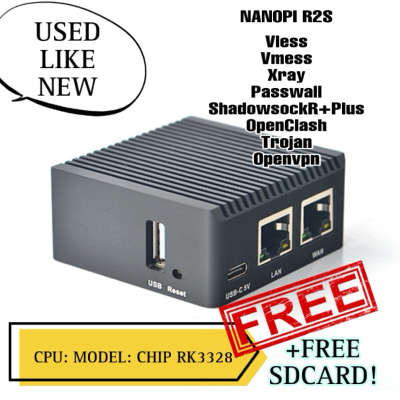NanoPi R2S Dual + SD CARD + OPENWRT (USED) | Shopee Malaysia