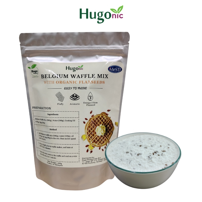 Hugonic Tepung Waffle Belgium Campuran dengan Biji Flaxseed Organik ...