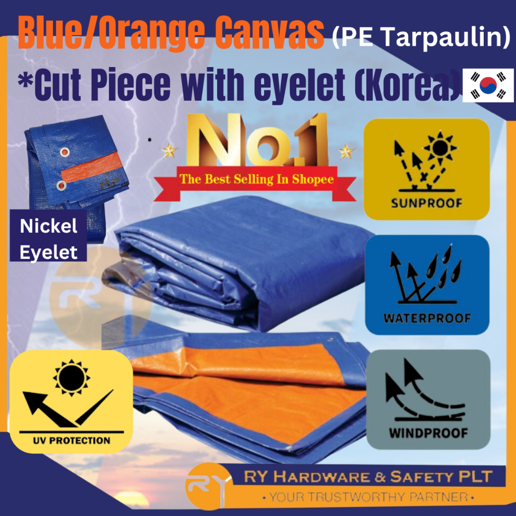 [Ready Stock] 6Ft - 18Ft Canvas Blue Orange Waterproof Sunproof ...