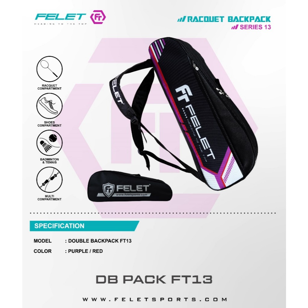 FELET DOUBLE BACKPACK Double Zip+ Shoe Compartment +Side Zip Bag ...