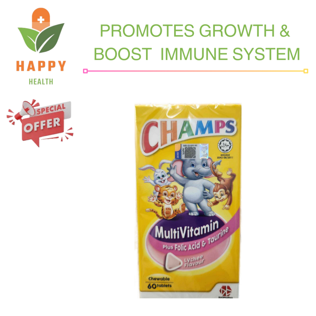 [ Exp 11/2025 ] Champs Multivitamin Plus Folic Acid & Taurine Chewable ...