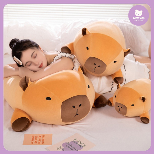 Cervo Baby Laying Long Capybara Plushie Pillow Bantal Peluk Patung ...