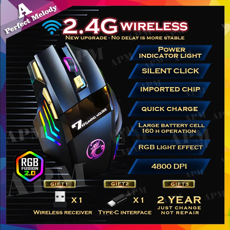 🔥100% Qualified Authentic🔥Gaming Wireless Silent Rechargeable Mouse ...