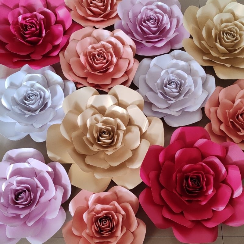 D1 Metallic Shimmer Colour Paper Flower Decoration for Wedding Birthday ...