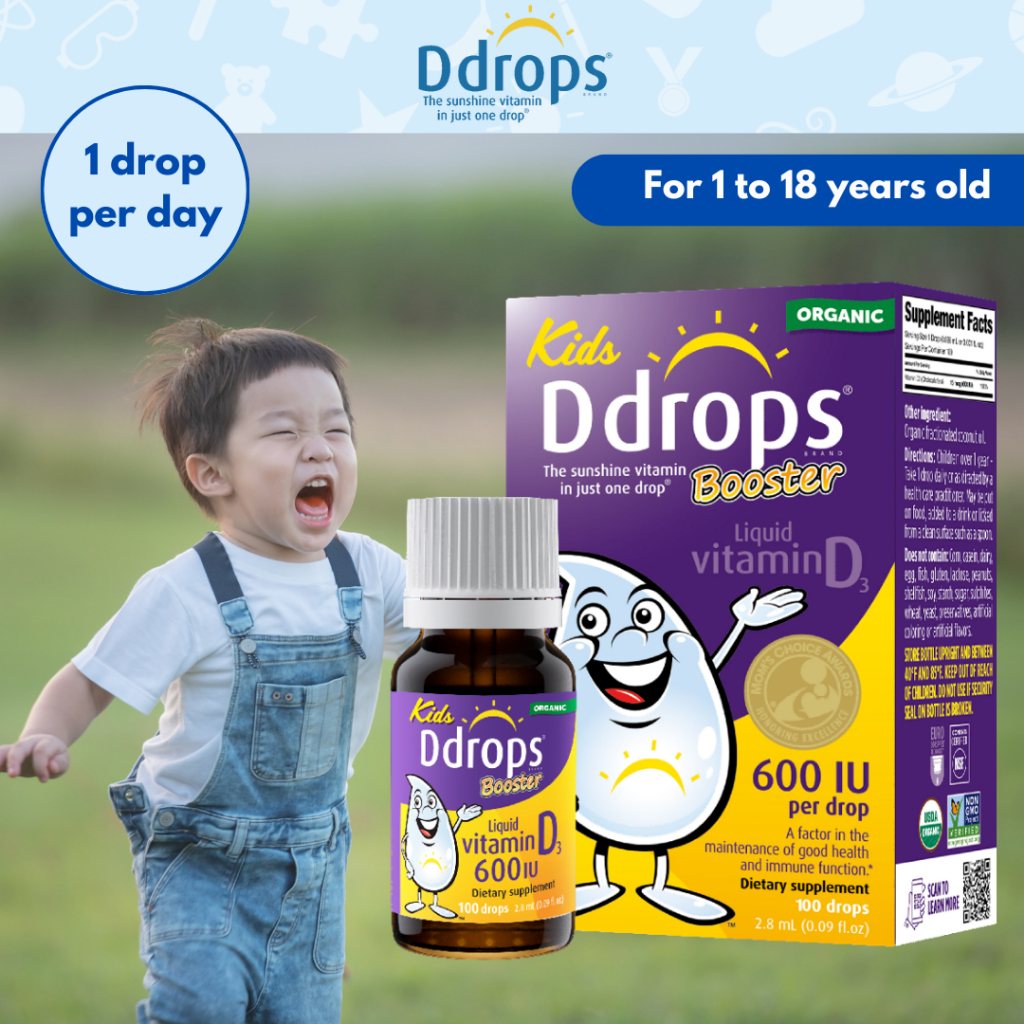 Ddrops Kids Booster 600 IU Daily Liquid Vitamin D3 Supplement, 600 IU (2.8 ml,100 drops ...
