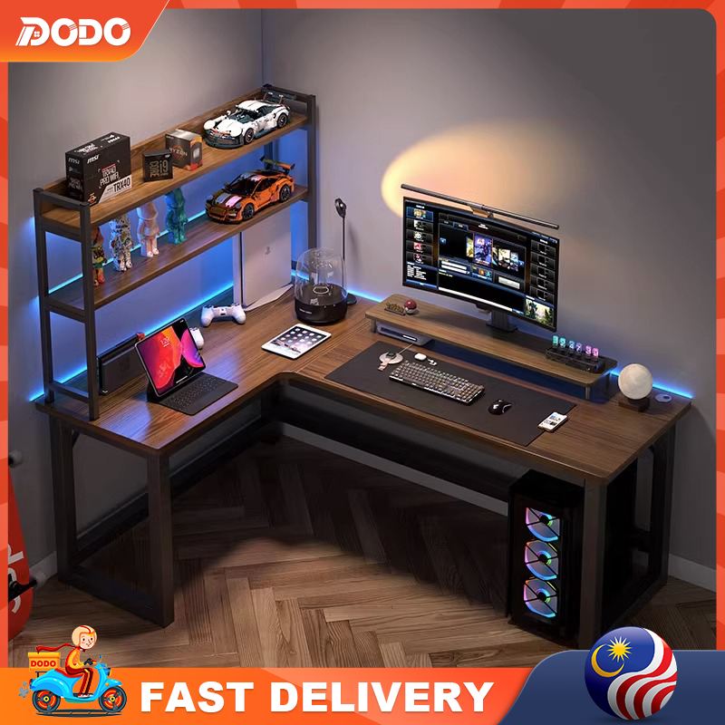 🎮Meja Komputer Corner Table Computer L-shaped Work Study Writing Table ...