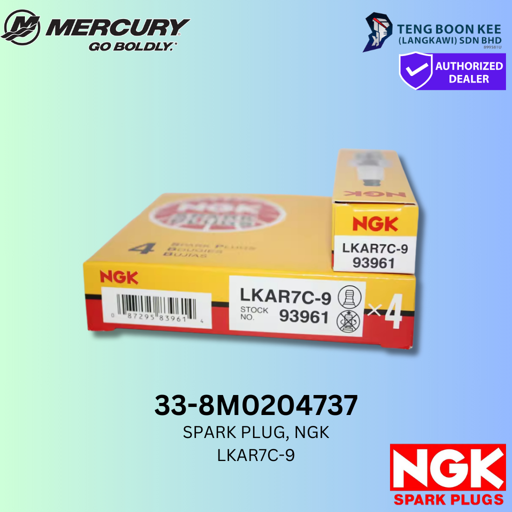33-8M0204737 SPARK PLUG, NGK - LKAR7C-9 - MERCURY (NGK BRANDED) | Shopee Malaysia