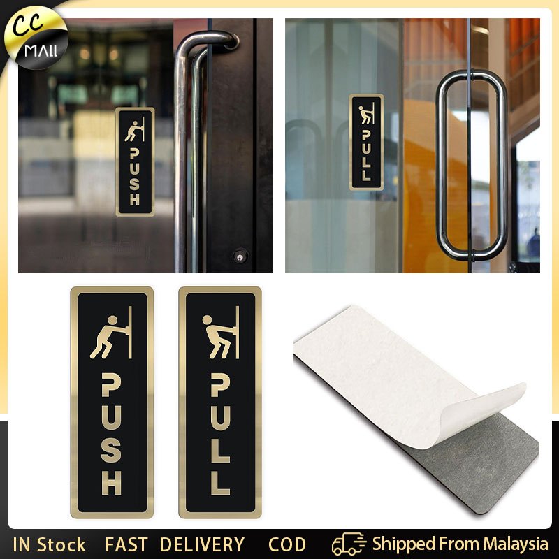 2PCS 3D Acrylic Push Pull Sign UV Print Tolak Tarik Sign PVC Sticker ...