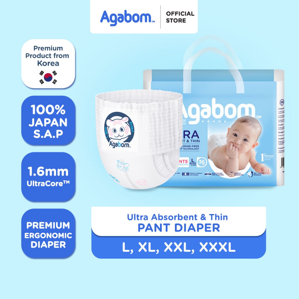 [Single Pack] AGABOM 100% SAP Ultra-Thin Baby Diapers Pants (Single ...