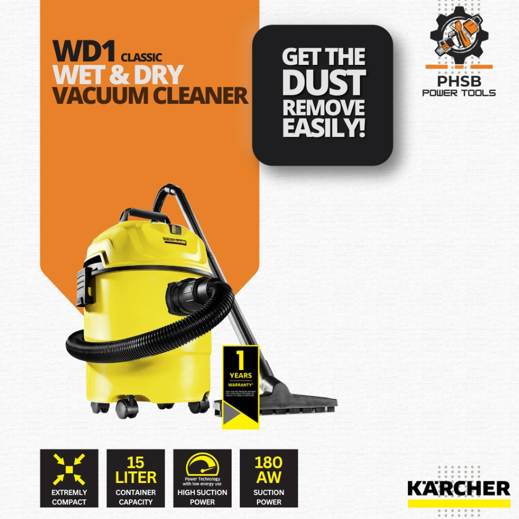 KARCHER HOME & GARDEN | WD1 CLASSIC KARCER WET & DRY VACUUM CLEANER ...