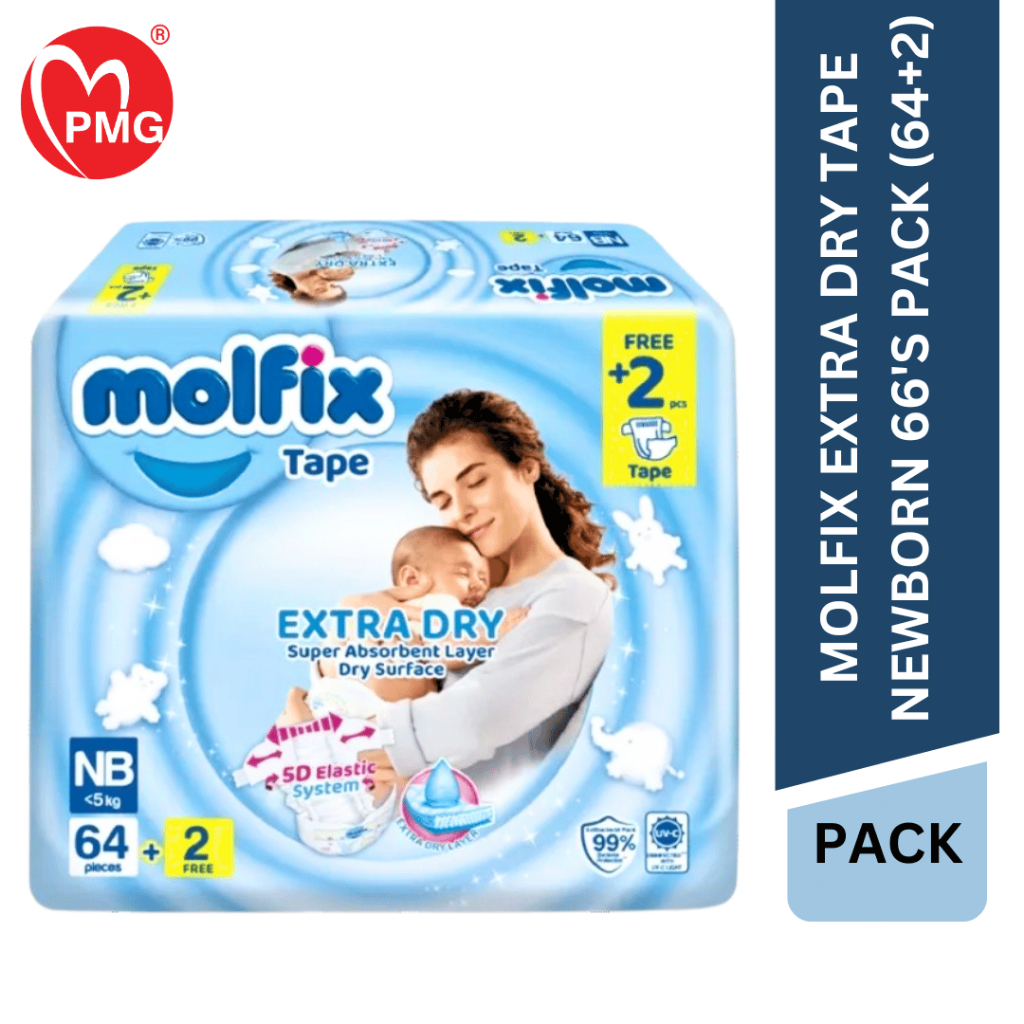 [PMG PHARMACY] Molfix Extra Dry Tape Newborn 66's Pack (64+2) | Shopee ...
