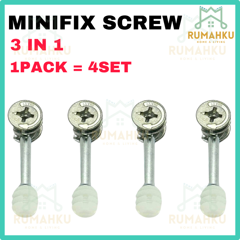 RMK 3 in 1 Minifix Screw 4set Housing Bolt Nut Connector Part Screw ...