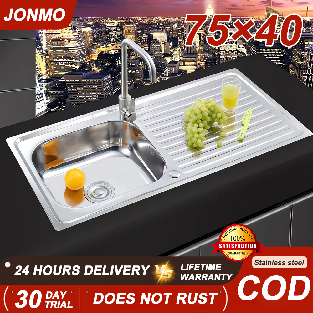 【100% rust-free】SUS 304 kitchen sink Embedded Installation-free 75cm ...