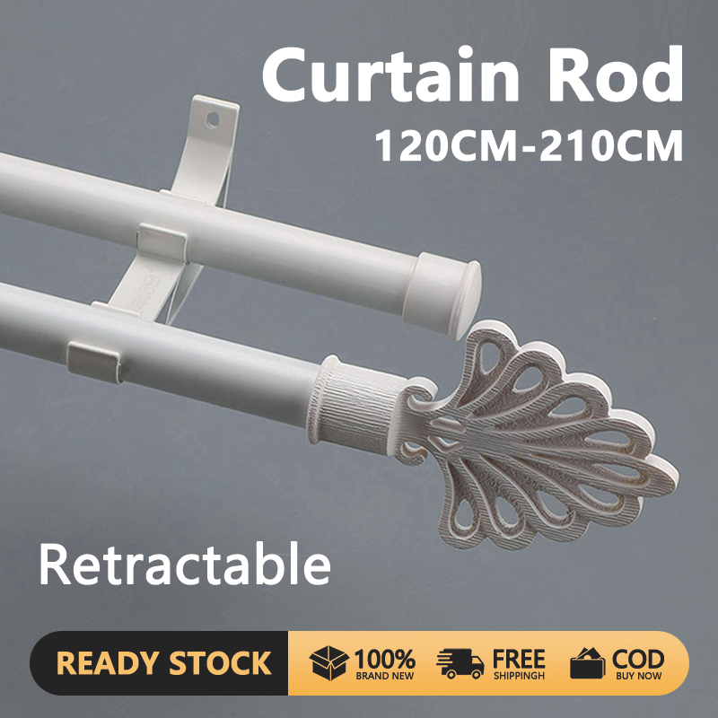 【Premiuu Roman Rod】Curtain Rod Extendable Single Pole Metal Curtain Rod ...