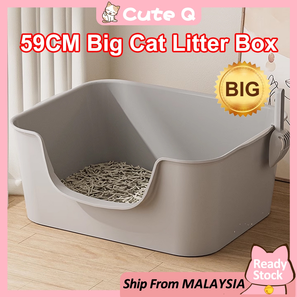 Cute Q cat litter box extra large cat toilet box tempat berak kucing ...