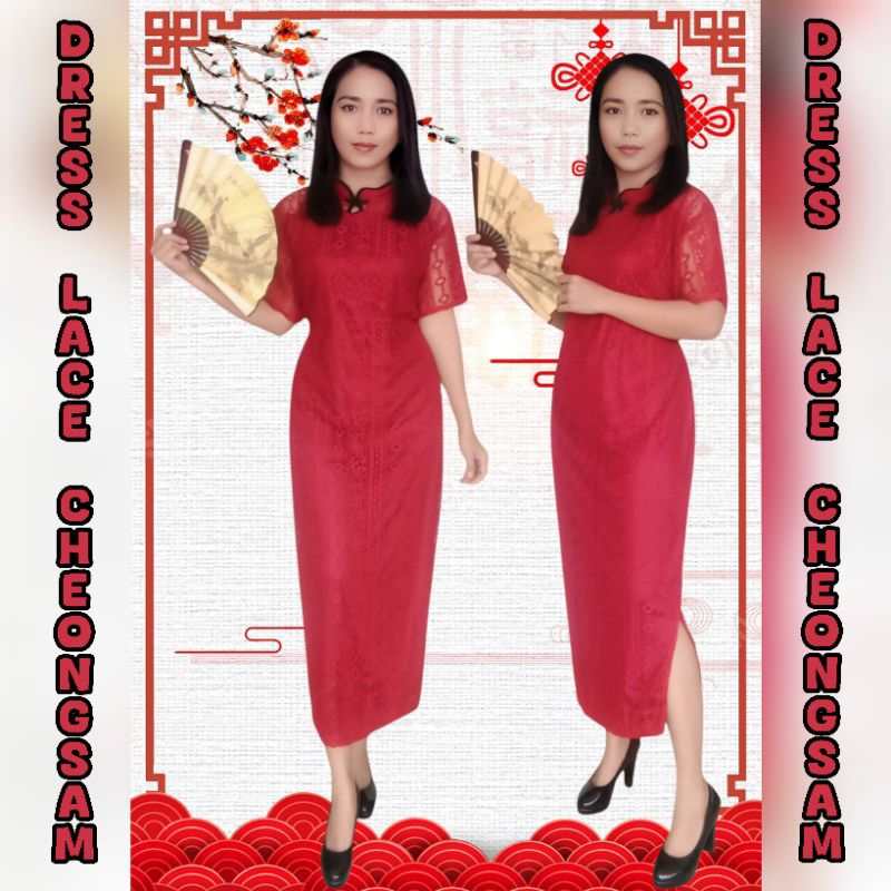 PREMIUM DRESS LACE CHEONGSAM CNY LABUH | Shopee Malaysia