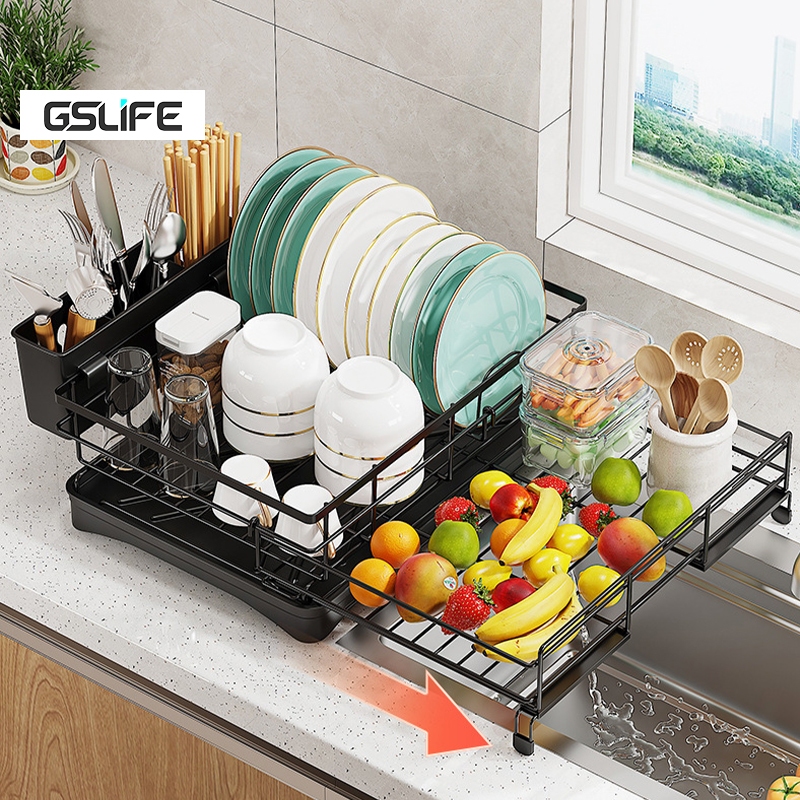 GSlife Adjustable 1+1 Rak Pinggan Mangkuk Rak Dapur Kitchen Dish Rack ...