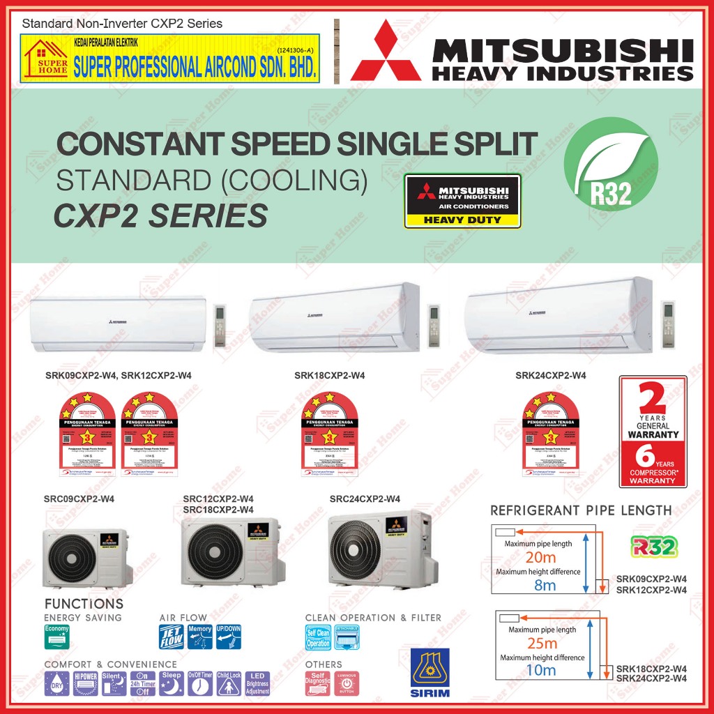 Mitsubishi Non Inverter Air conditioner 1.0hp - 2.5hp Mitsubishi Heavy ...