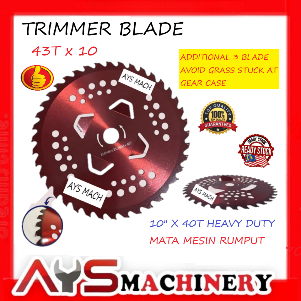 Heavy Duty Mata Mesin Rumput 10"x40T(Bulat)Brush Cutter Round Blade ...