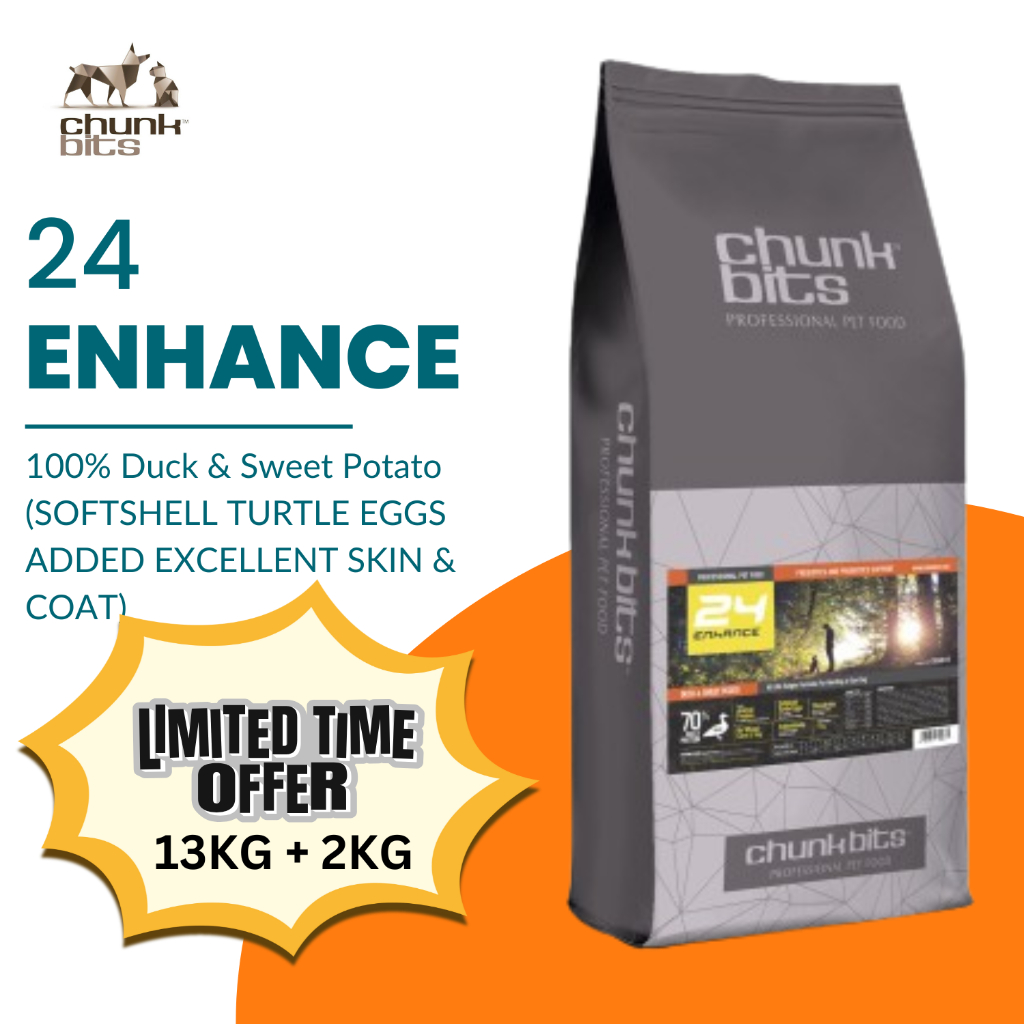 CHUNKBITS ENHANCE 24 Dry Dog Food 13+2KG/Chunkbits 15kg (DUCK & SWEET POTATO) | Shopee Malaysia