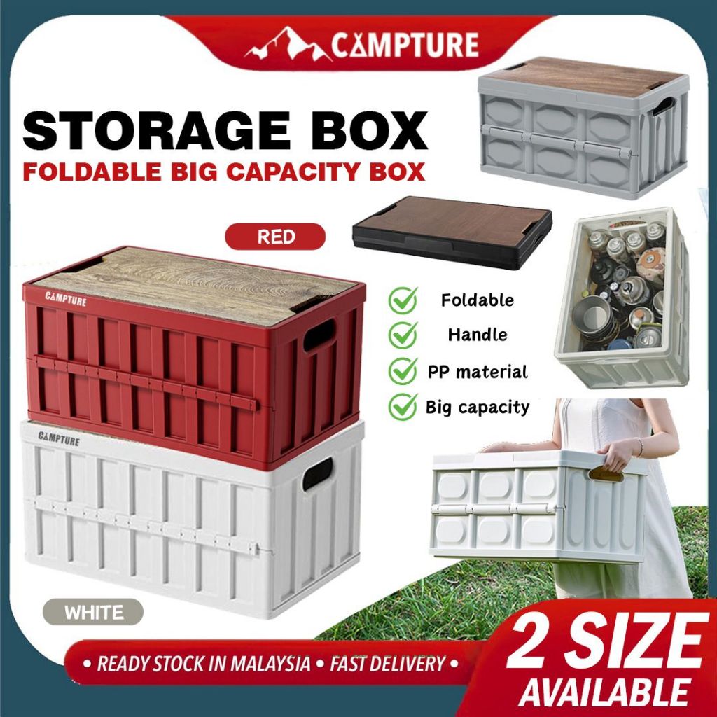 【CAMPTURE】Premium Large Foldable Storage Box Plastic Organizer Box ...