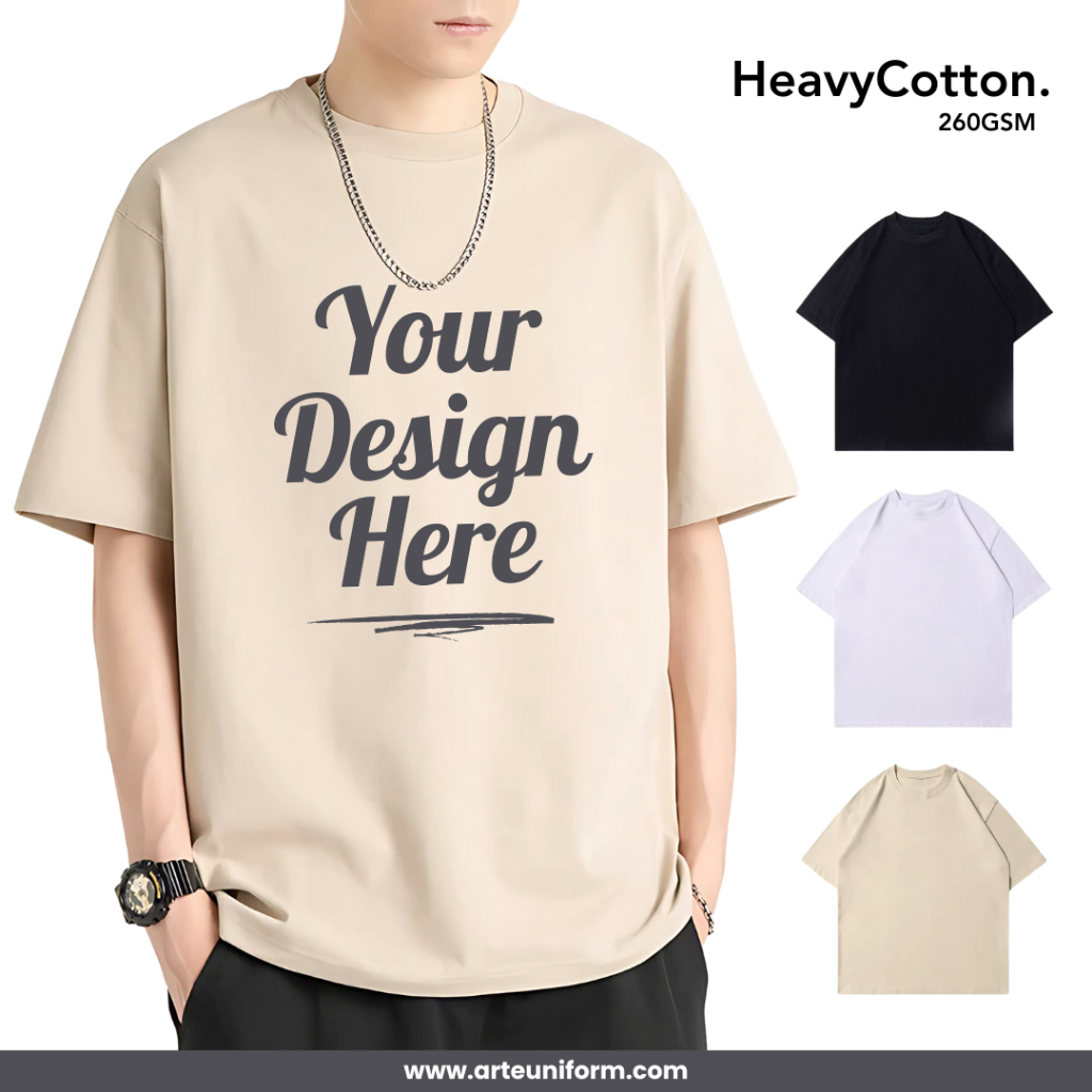CUSTOM T-Shirt Heavy Cotton Oversized Tshirt Crew Neck Premium Baju ...