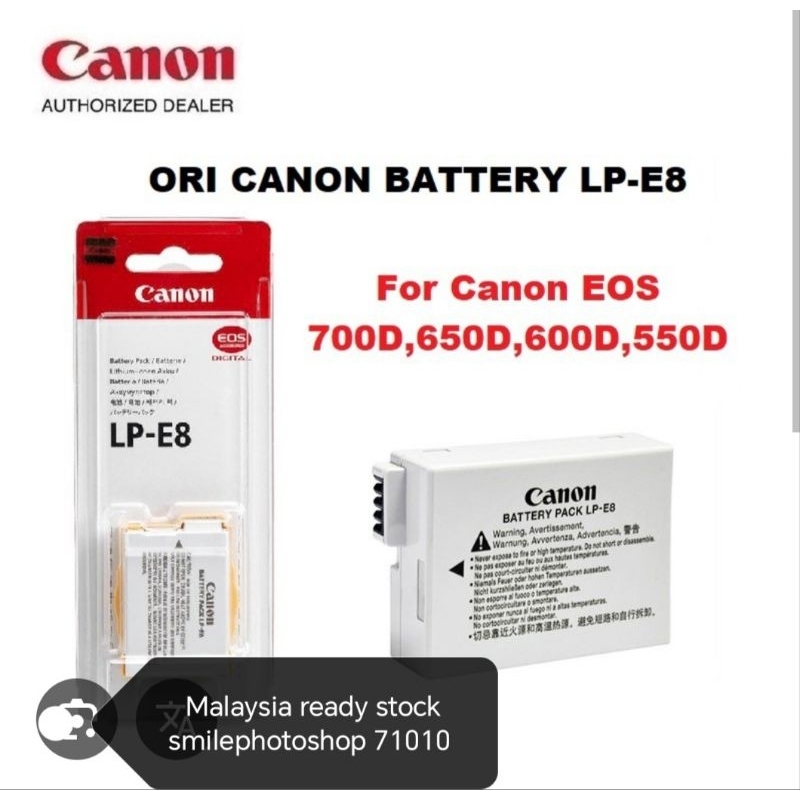 Canon Lp-E8 Battery 100% Original For Eos 700D,650D,600D,550D (White ...