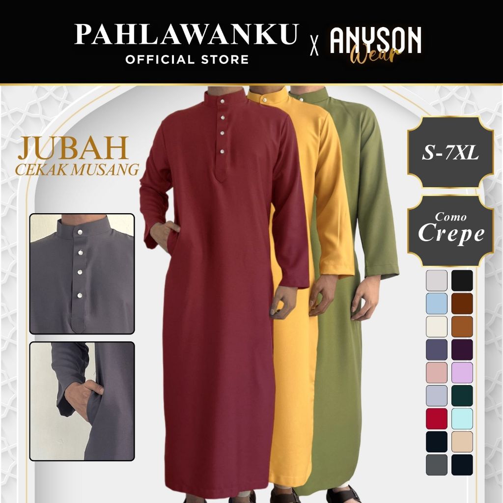 ANYSON WEAR Jubah Lelaki Dewasa Muslim 7XL Plus Size Pelbagai Warna ...